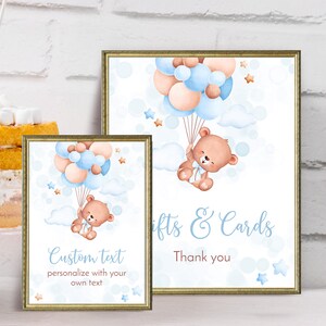 Editable Teddy Bear Signs Set. Baby Boy 1st Birthday. Blue and Brown ...