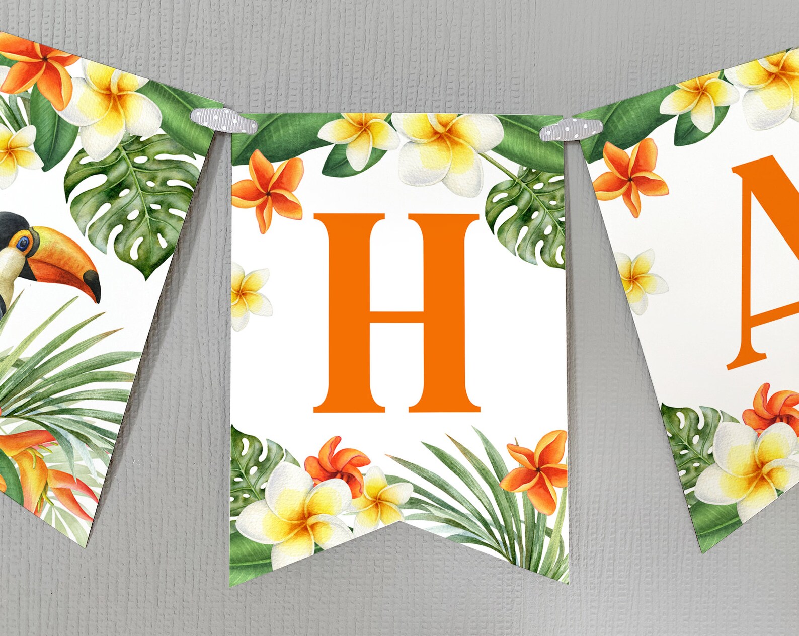 HAPPY BIRTHDAY Tropical Banner. Printable Digital Party Decoration ...