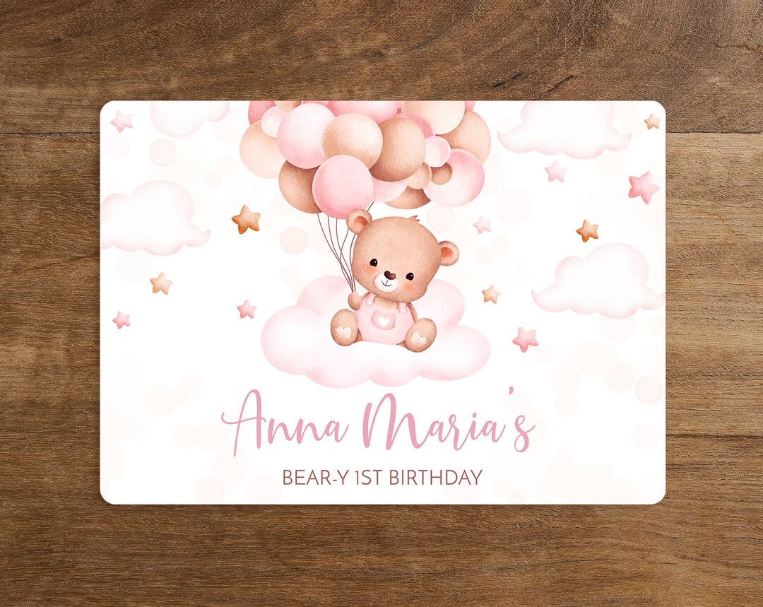 Editable Table Mat Template. Personalized 1st Baby Girl Birthday Place ...