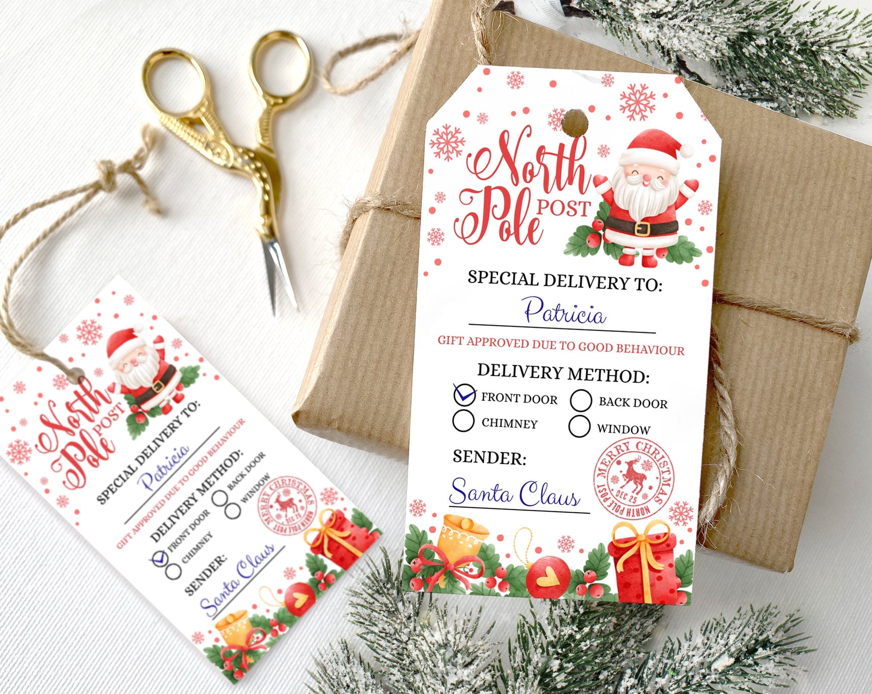 Editable North Pole Special Delivery Tag. Christmas, Winter, Holiday ...