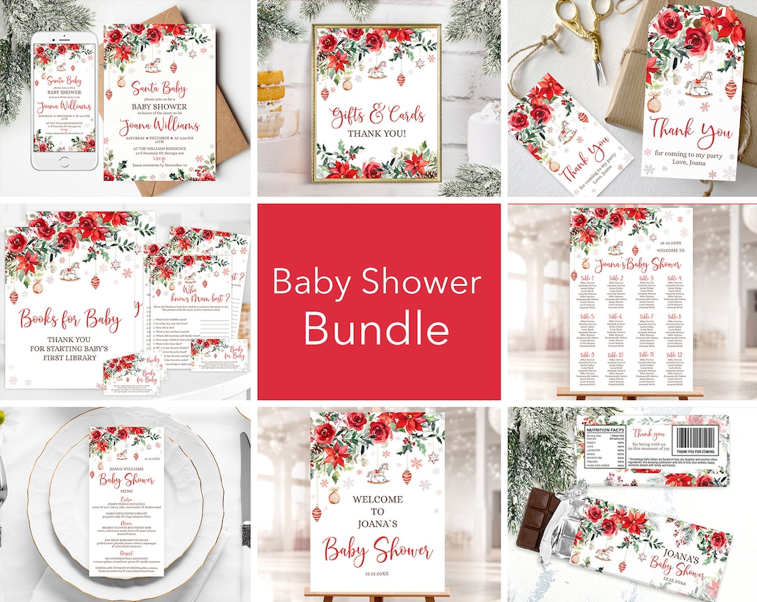 Editable Santa Baby Bundle. Personalized Christmas, Winter Baby Shower ...