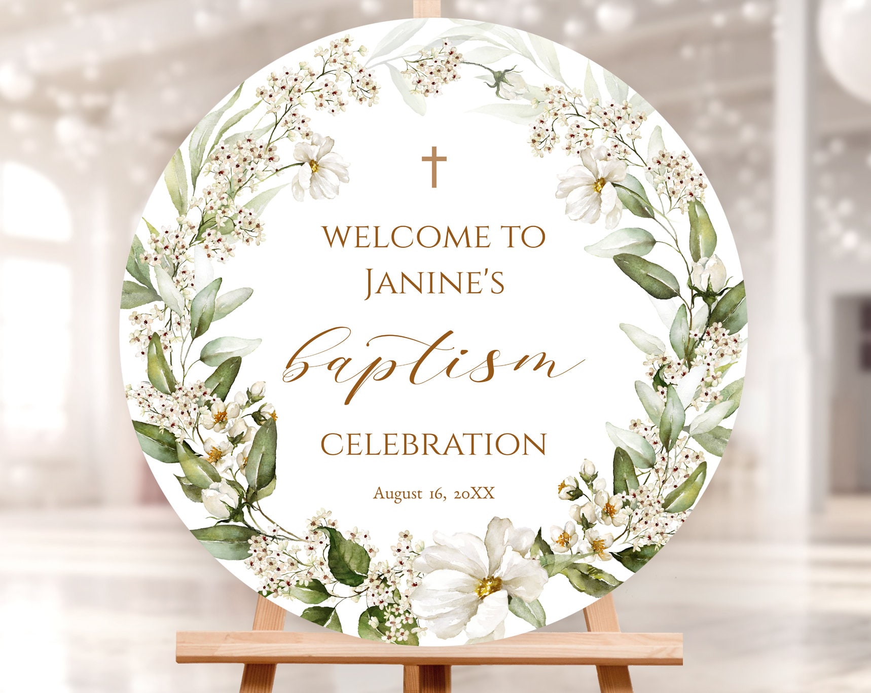 EDITABLE Baptism Circle Welcome Sign. Personalized Baby Girl ...
