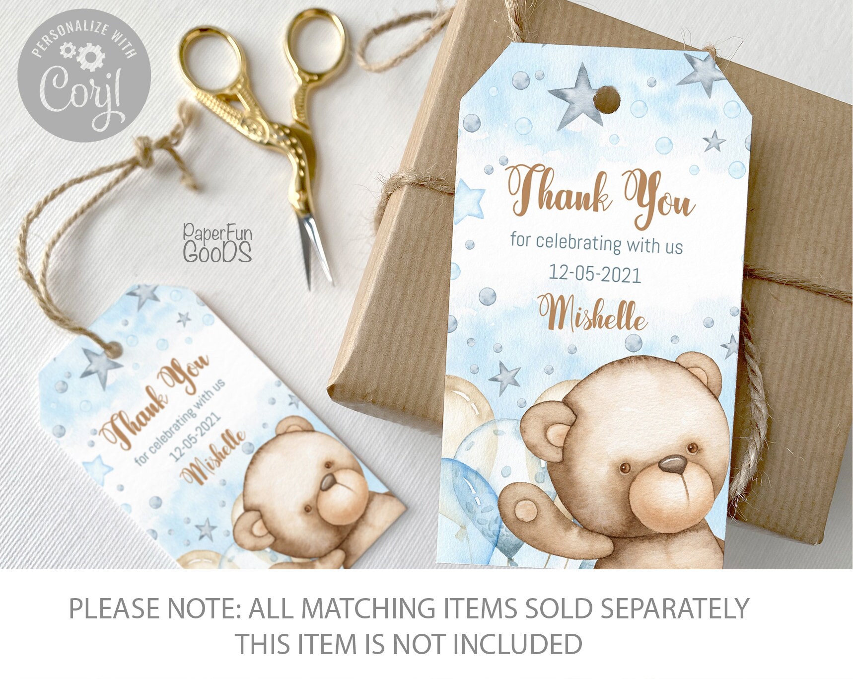 HAPPY BIRTHDAY Teddy Bear Banner. Printable Digital Party Decoration ...