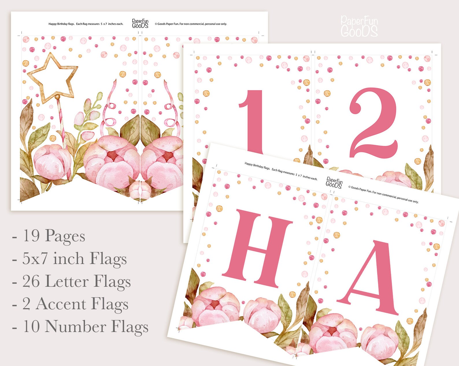 Birthday Banner A-Z Alphabet, Numbers Banner First Happy Birthday Flags ...