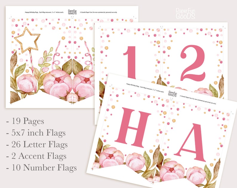 Birthday Banner A-Z Alphabet, Numbers Banner First Happy Birthday Flags ...