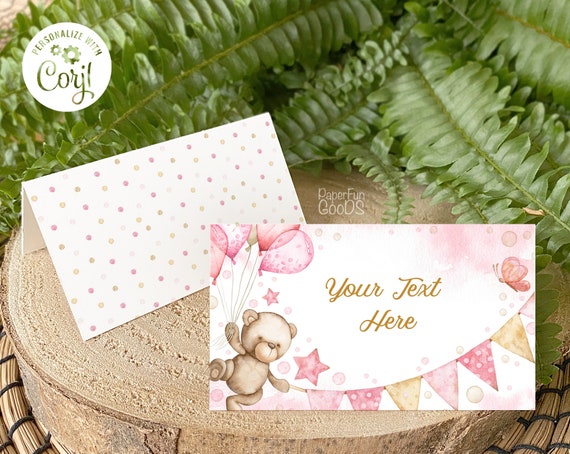EDITABLE Teddy Bear Food Labels. Baby Girls Birthday Place | Etsy