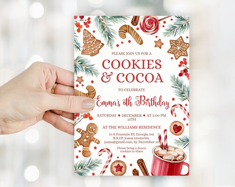 Editable Cookies and Cocoa Party Invite\evite. Hot Chocolate Christmas ...