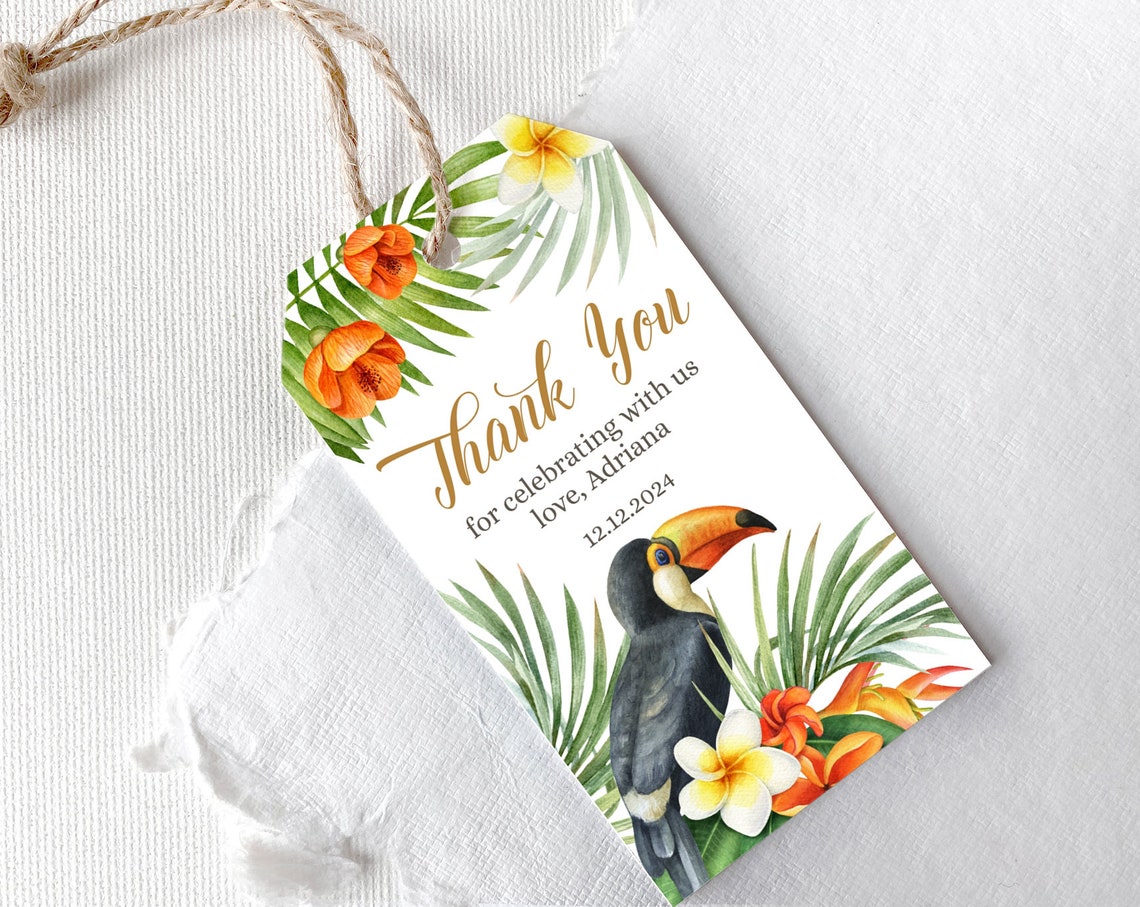 EDITABLE Alohathank You Tag. Personalized Tropical Hawaii 1st Birthday ...