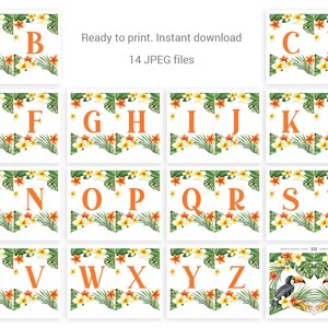 A-Z ALPHABET Tropical Banner. Printable Digital Party Decoration ...