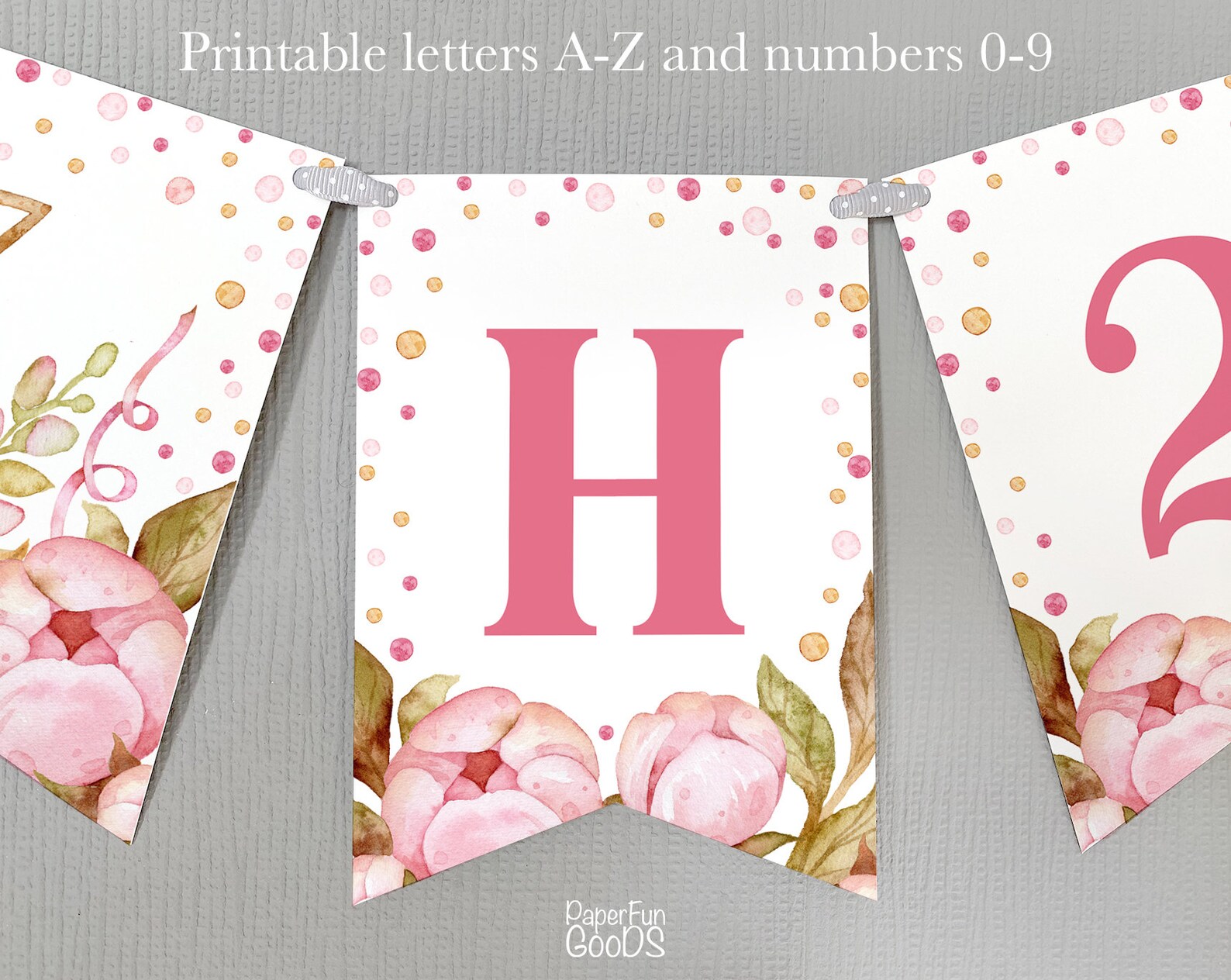 Birthday Banner A-Z Alphabet, Numbers Banner First Happy Birthday Flags ...