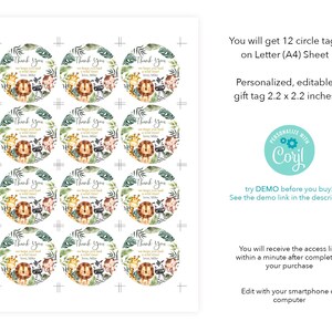 EDITABLE Digital Wild One Gift Tag 2.2x2.2 Inches. Personalized 1st ...