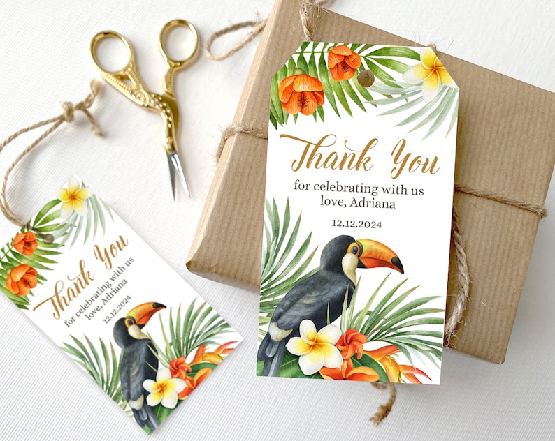 EDITABLE Alohathank You Tag. Personalized Tropical Hawaii 1st Birthday ...