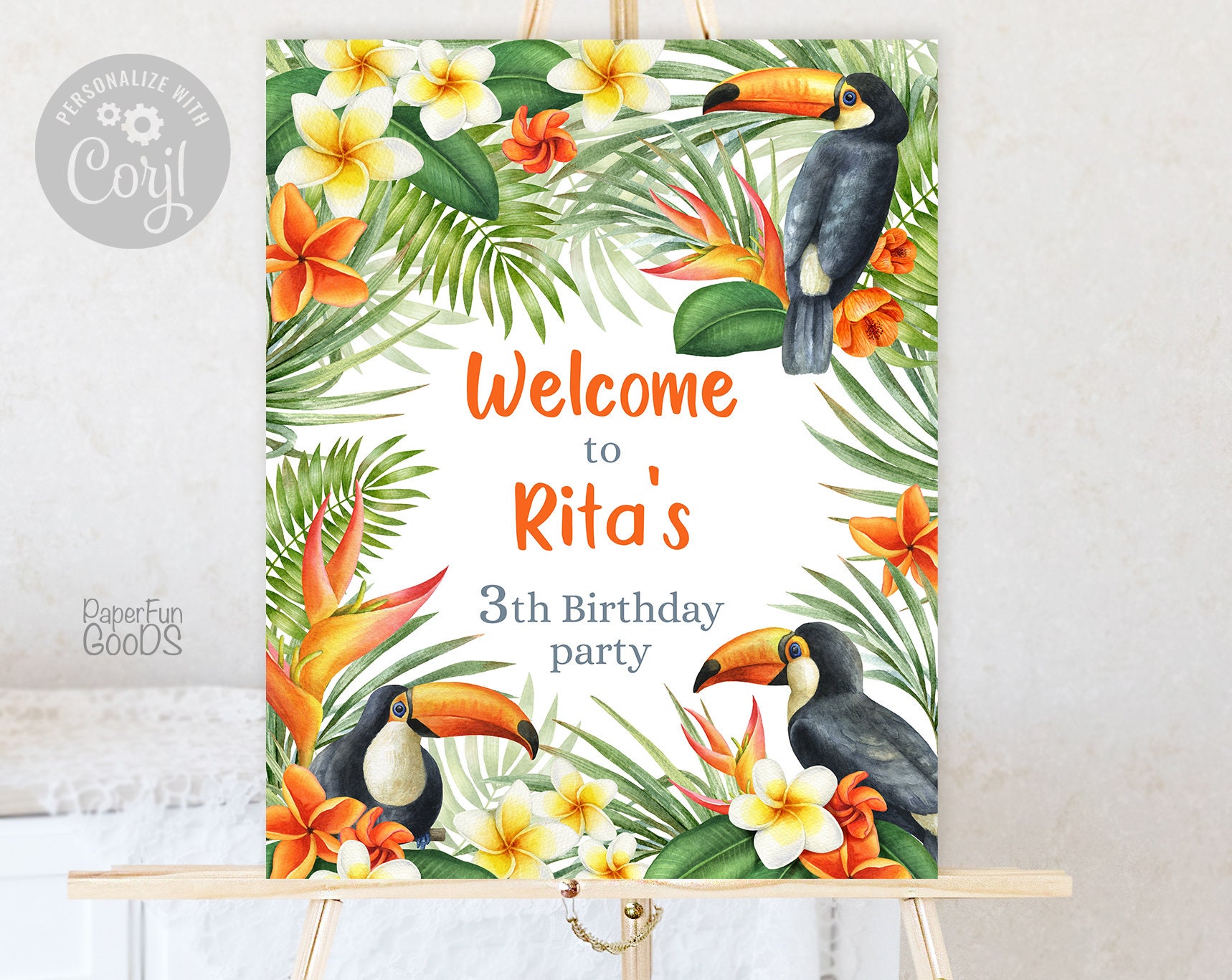 EDITABLE Birthday Welcome Sign. Personalised First Baby Birthday Sign ...