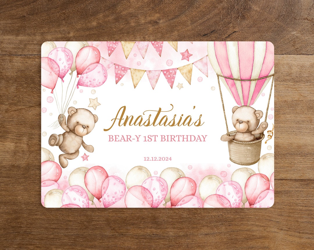 Editable Table Mat Template. Personalized 1st Baby Girl Birthday Place ...