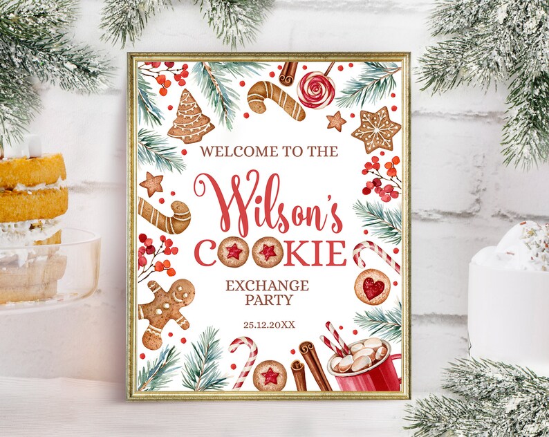 Editable Cookie Exchange Party Welcome Sign. Cookie Decorating ...
