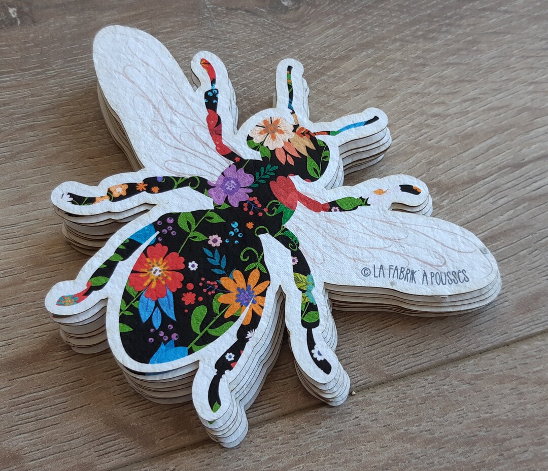 Flower Design Bee in Seeded Paper - Etsy