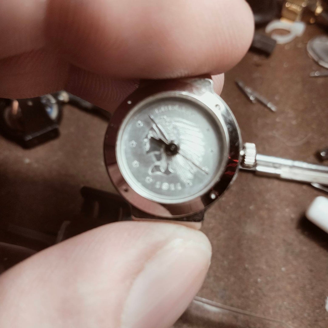 Ring Watch, Digits, Signed Bonetto, Indian Head Penny Design. New Swiss ...
