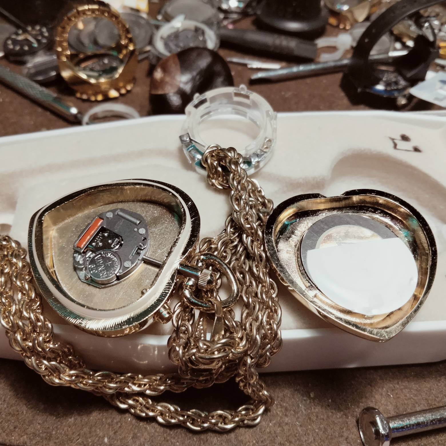 Musical Pepe La Pew & Penelope Watch Necklace Vintage,new Swiss Silver ...