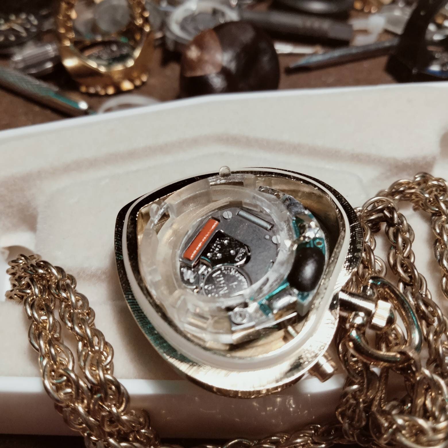 Musical Pepe La Pew & Penelope Watch Necklace Vintage,new Swiss Silver ...