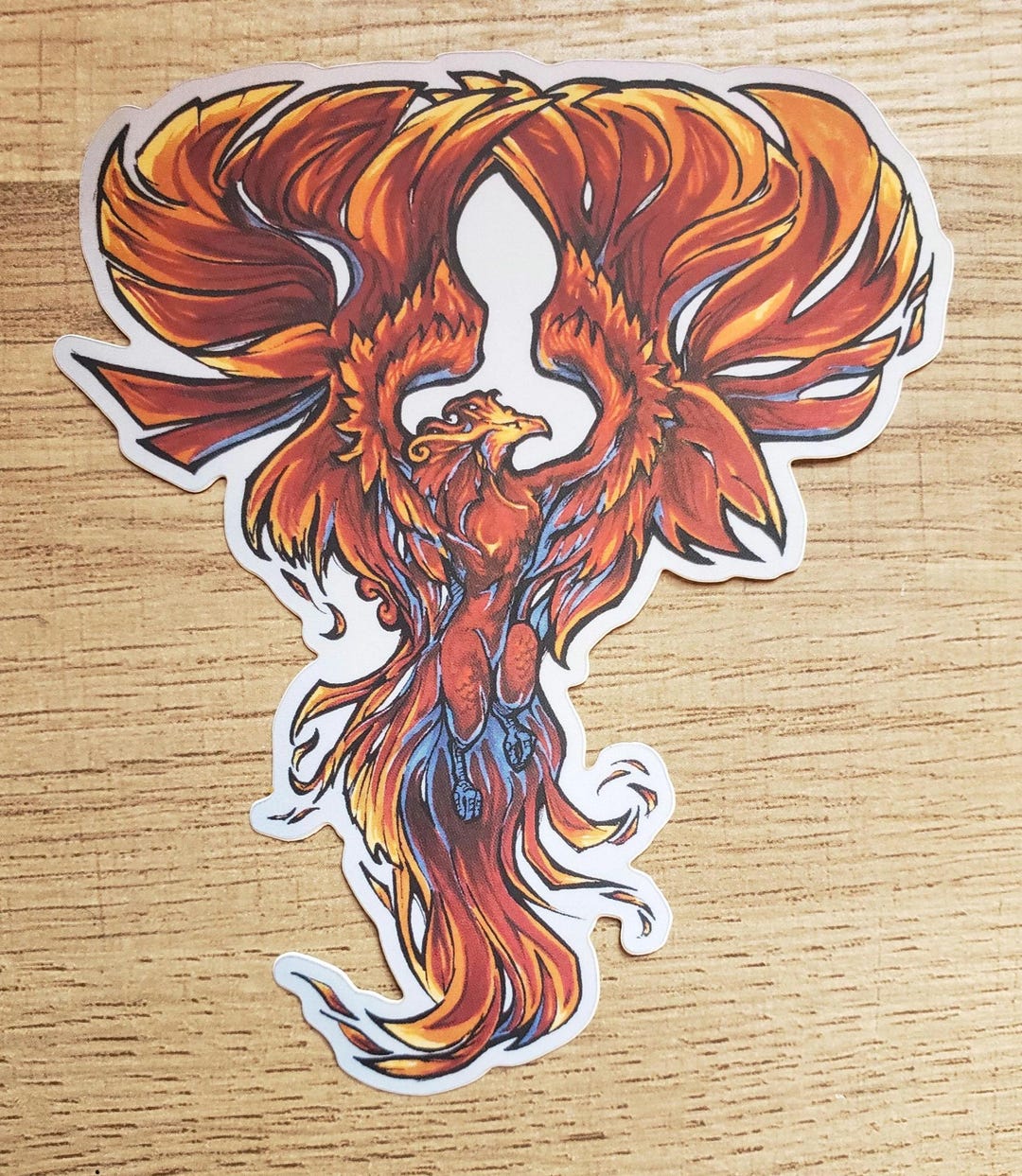 Sunfire Phoenix Sticker: Hand-drawn Fiery Vinyl Decal - Etsy