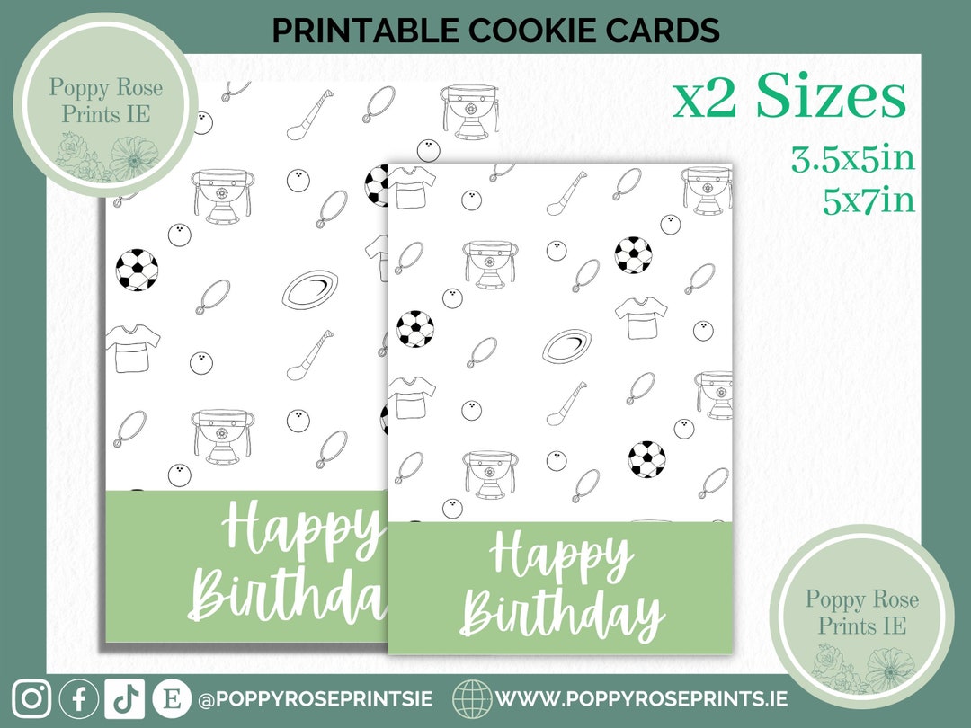 Sports Themed Happy Birthday GAA Irish Sports Themed Cookie Card ...