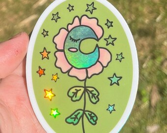 Moon Flower Sticker - Etsy