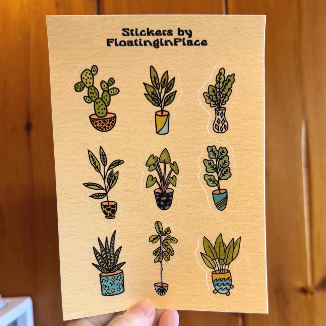 Botanical House Plant Sticker Sheet – Trippy Plant Art – Weatherproof ...
