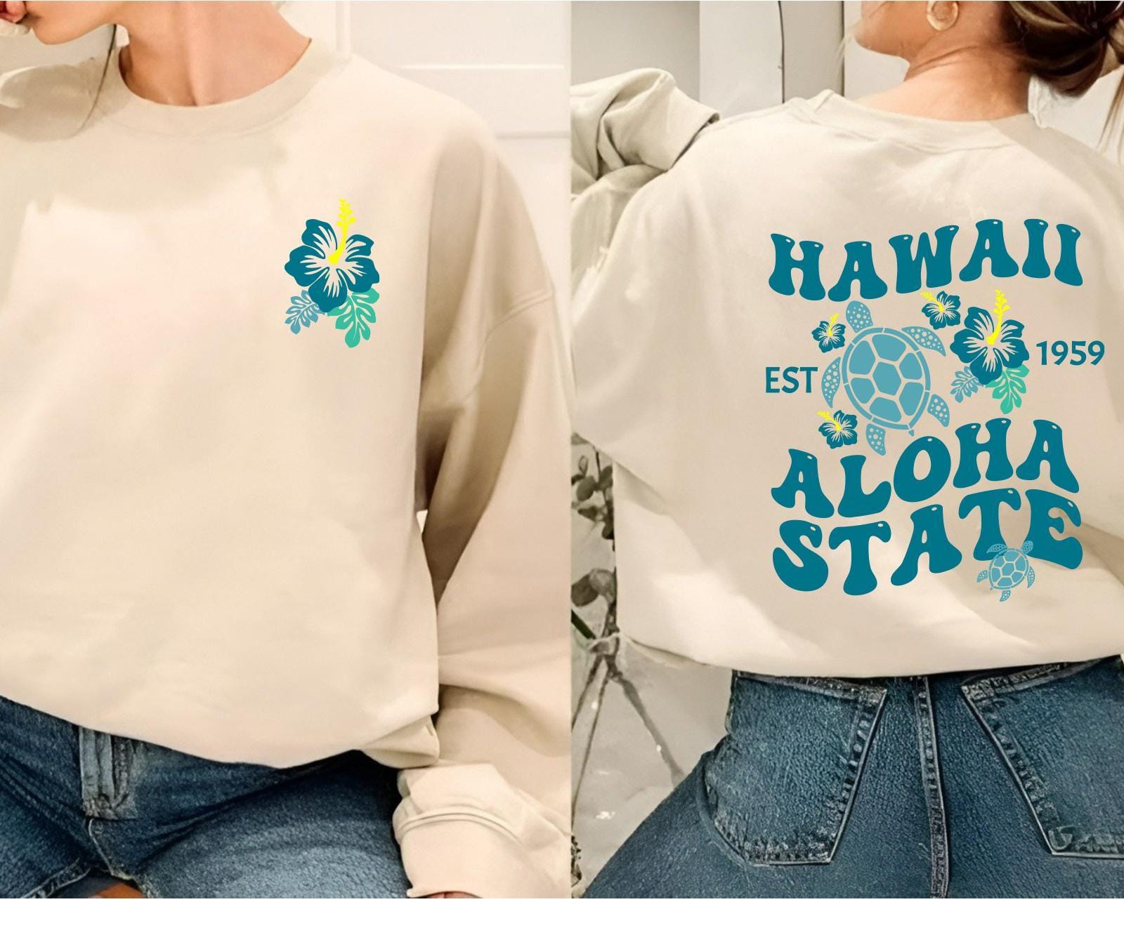 Hawaii Aloha State Sweatshirt, Pacific Hoodie, Aloha State Est. 1959 ...