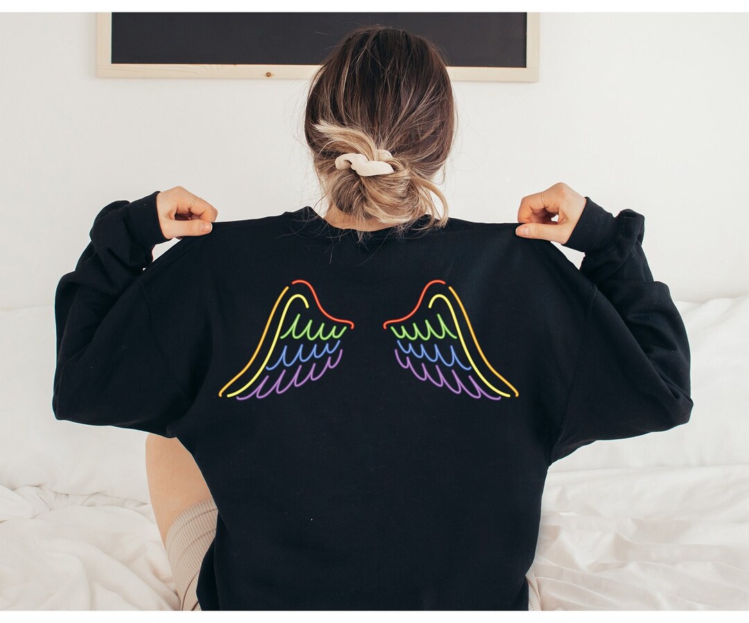 Pride Angel Wings Sweatshirt, Rainbow Wings Sweater, Pride Freedom ...