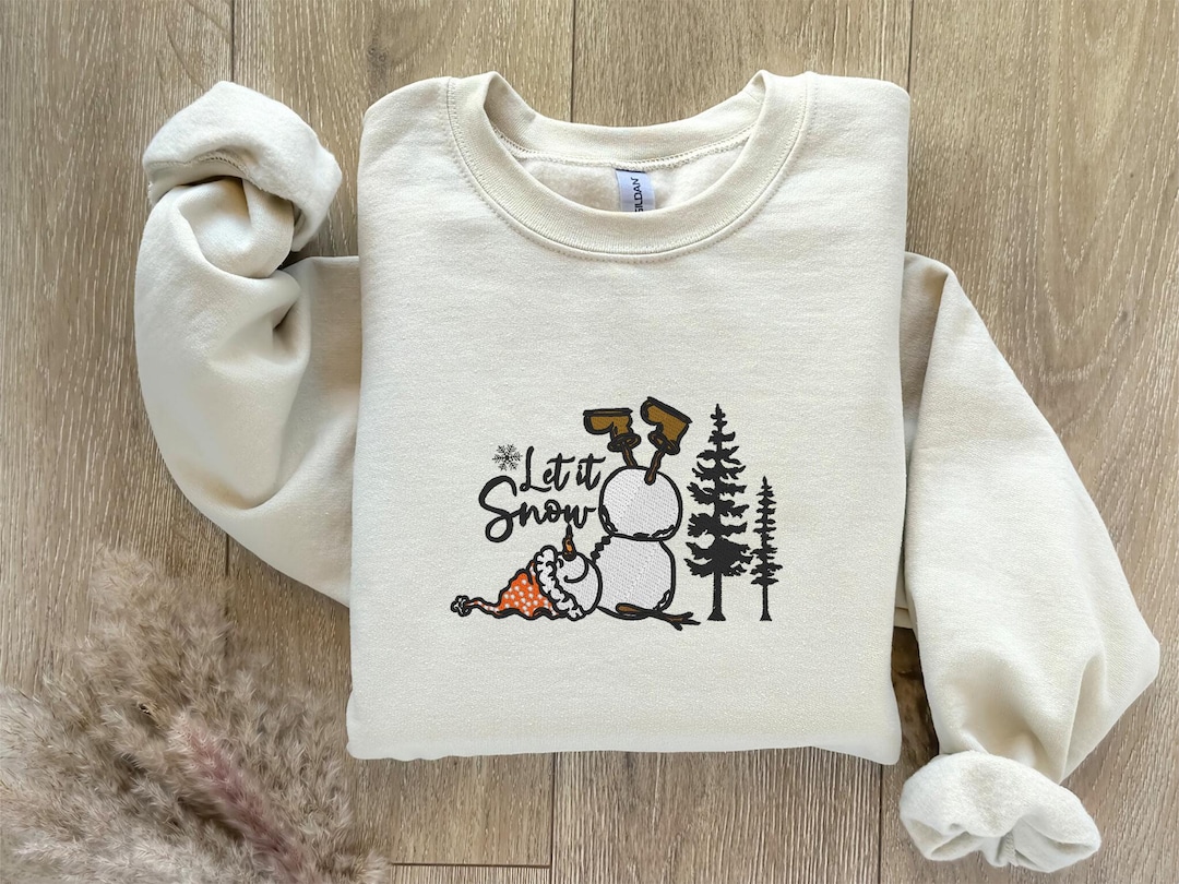 Embroidered Let It Snow Christmas Sweatshirt, Holiday Season Crewneck ...