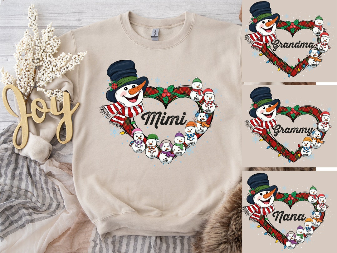 Custom Christmas Grandma Snowman Sweatshirt,christmas Nana Little Snowmen Comfort Colors Shirt ...