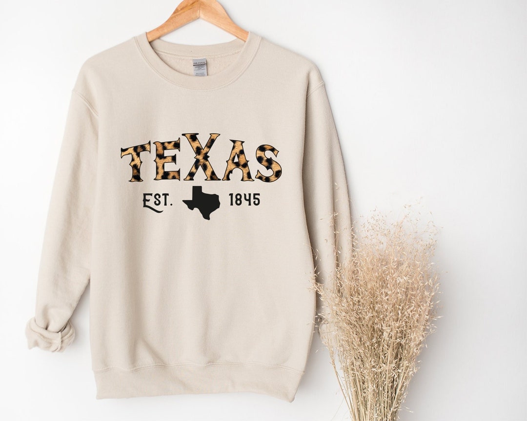 Texas Sweatshirt, Texas Fan Crewneck, Leopard Printed Texas Sweatshirt ...