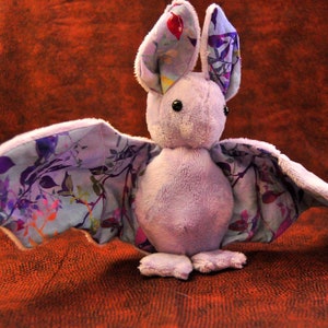 Lilac Plush Bat Beautiful Floral Bat Stuffed Animal Purple Florals ...