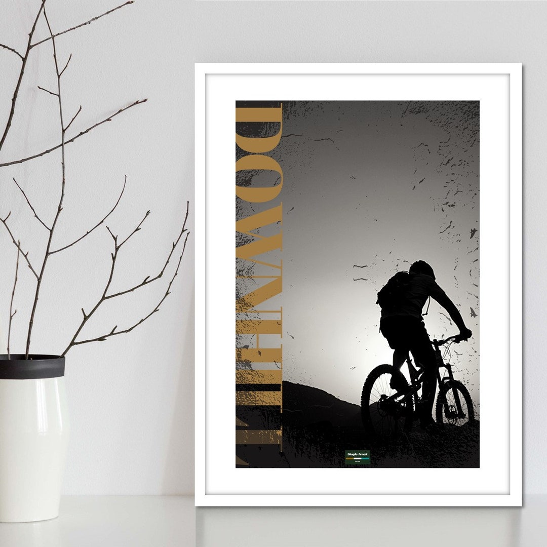 Mountainbike Downhill Rider Wand Kunst Poster Serie. Radfahren ...