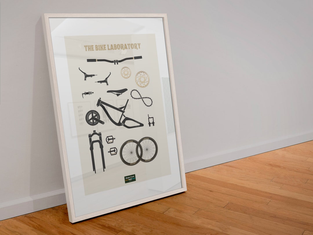 Mountain Biking Cyclist Gift Wall Decor Poster, MTB Bike Parts Cycling ...