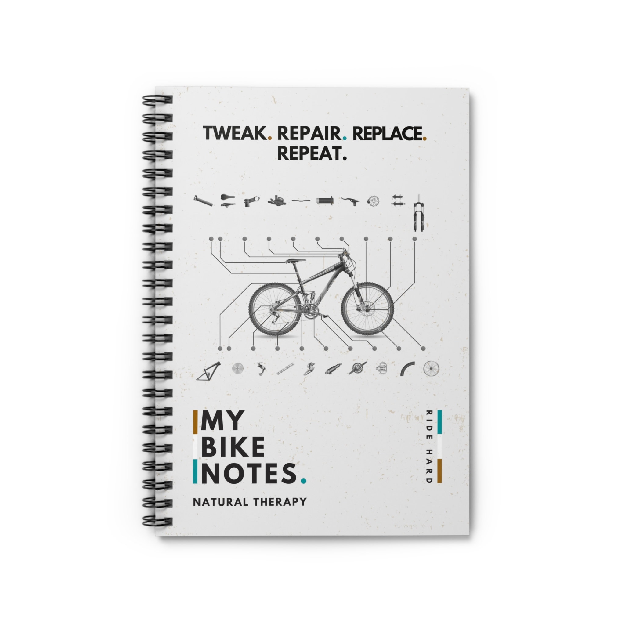 Cycling Journal Cyclist Gifts Spiral Notebook Ruled, Mountain Biking ...