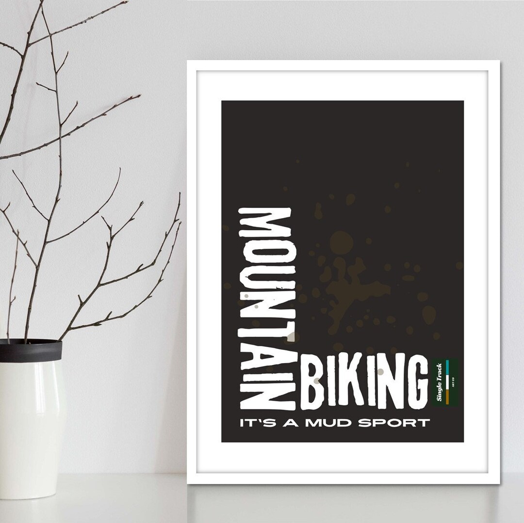 Bike Cyclist and Mountain Bike Word Art Graphic Wall Art Print ...
