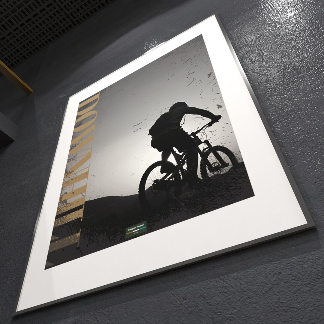 Mountain Bike and Downhill Rider Cyclist Wall Art Poster. Series Cycle ...