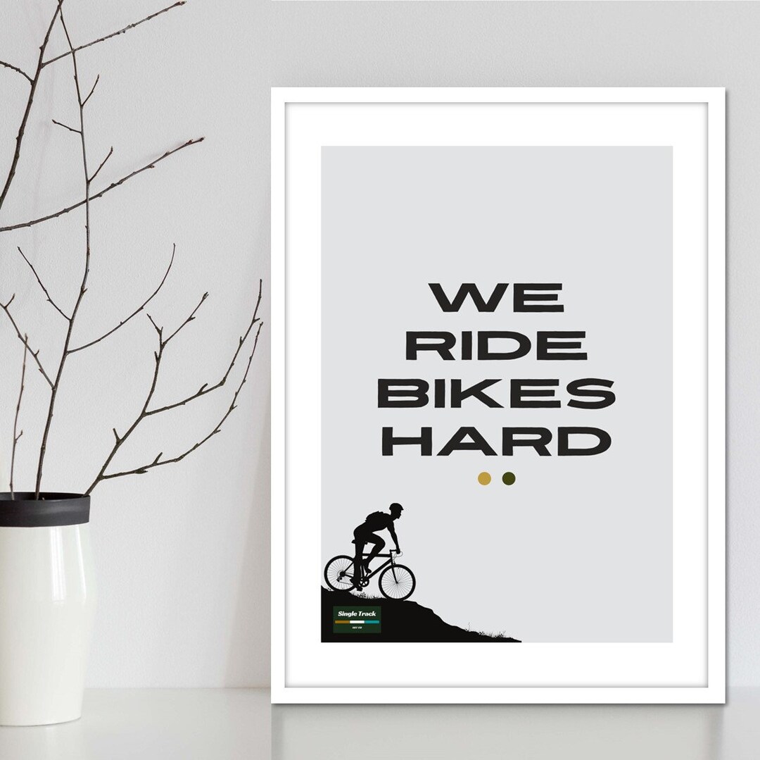 Bike Cyclist and Mountain Bike Word Art Graphic Wall Art Print ...