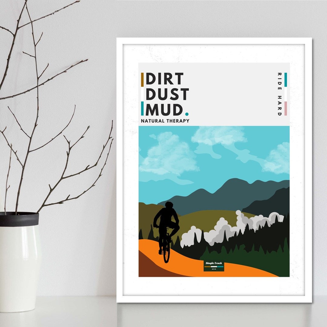 Mountain Bike and Road Gifts for Cyclists Wall Art Poster. Cycling ...