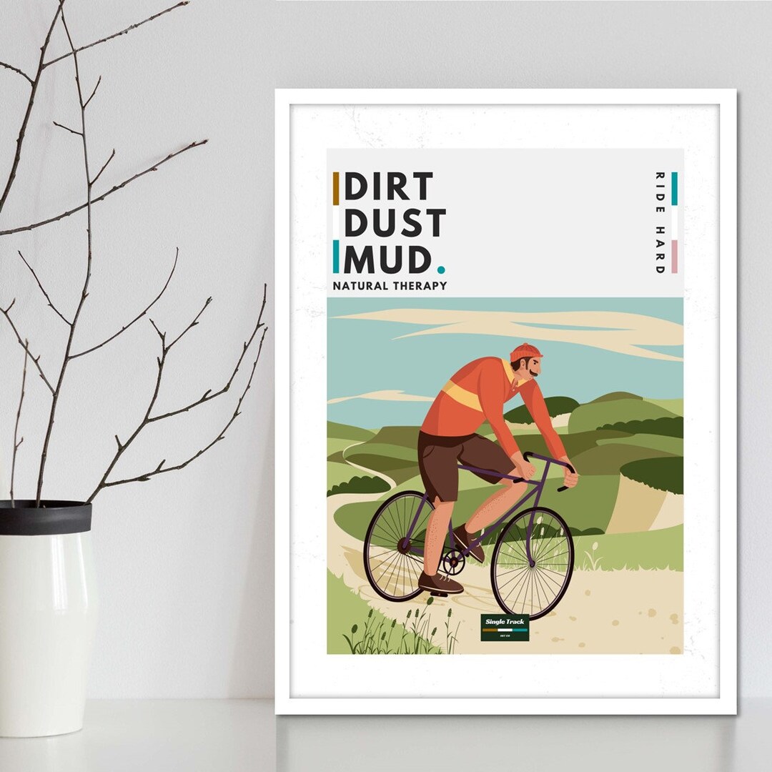 Mountain Bike and Road Cyclist Wall Art Poster Series. Cycling Art ...