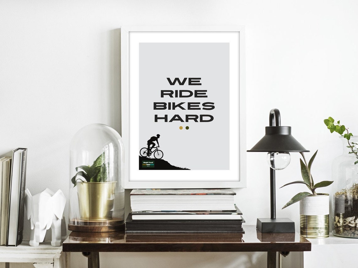 Bike cyclist and mountain bike word art graphic wall art | Etsy