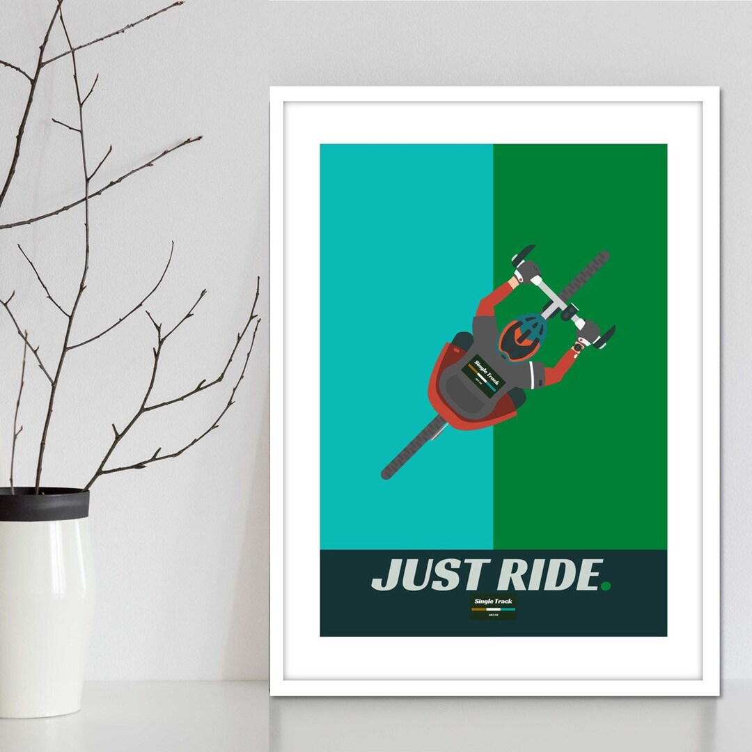 Bike Cyclist Vivid Coloured Bike Ride Wall Art Print. Typography Style ...