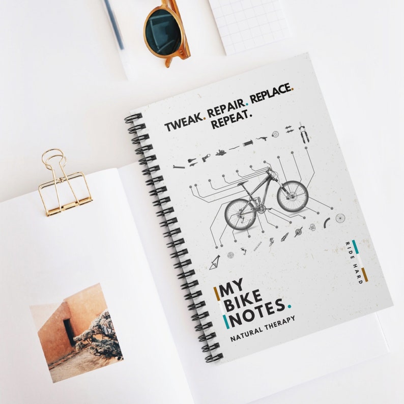 Cycling Journal Cyclist Gifts Spiral Notebook Ruled, Mountain Biking ...