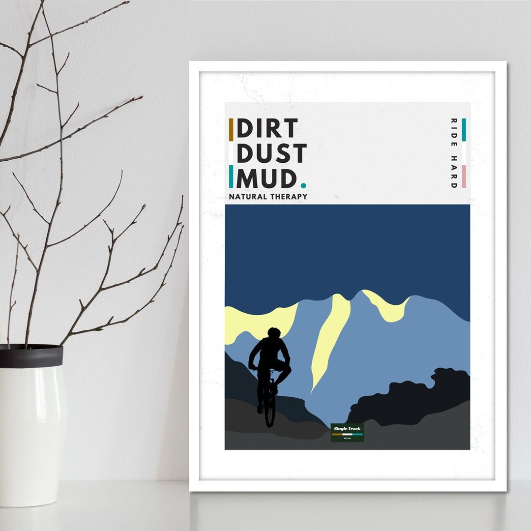 Mountain Bike and Road Cyclist Wall Art Poster Series. Cycling Art ...