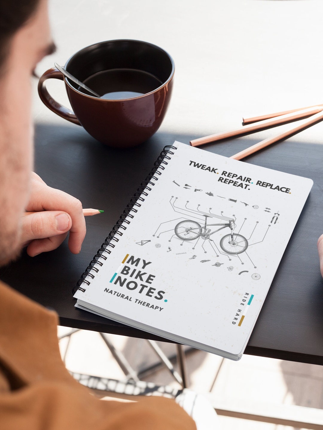 Cycling Journal Cyclist Gifts Spiral Notebook Ruled, Mountain Biking ...