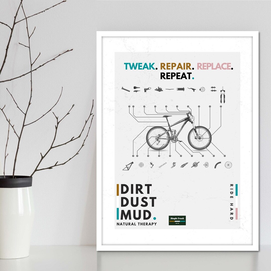 Mountain Bike and Road Cyclist Wall Art Poster Series. Cycling Art ...