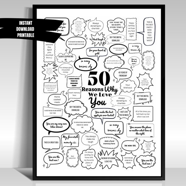 50 Things We Love About You - Etsy