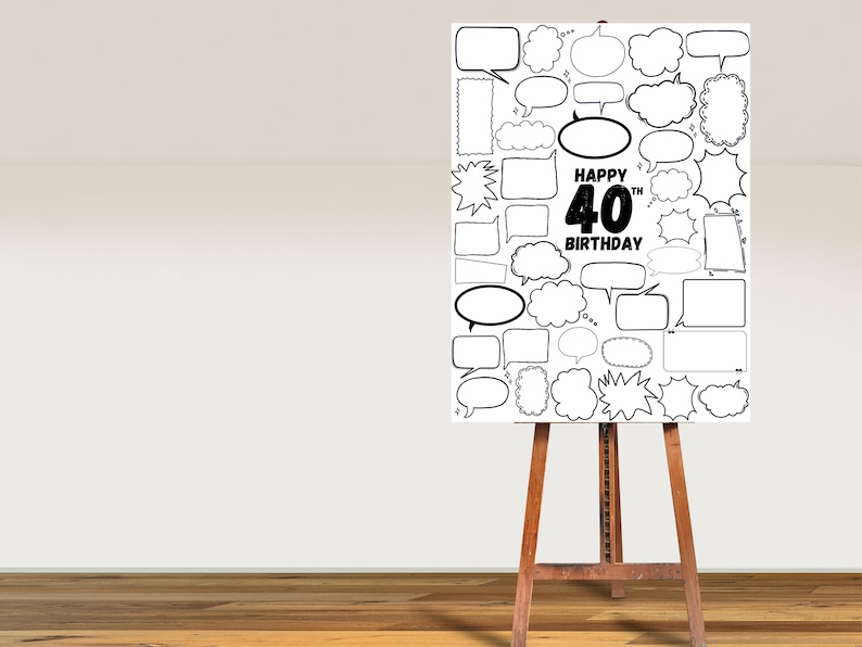 40th Birthday Guest Signing Poster Personalized Digital Print Template ...