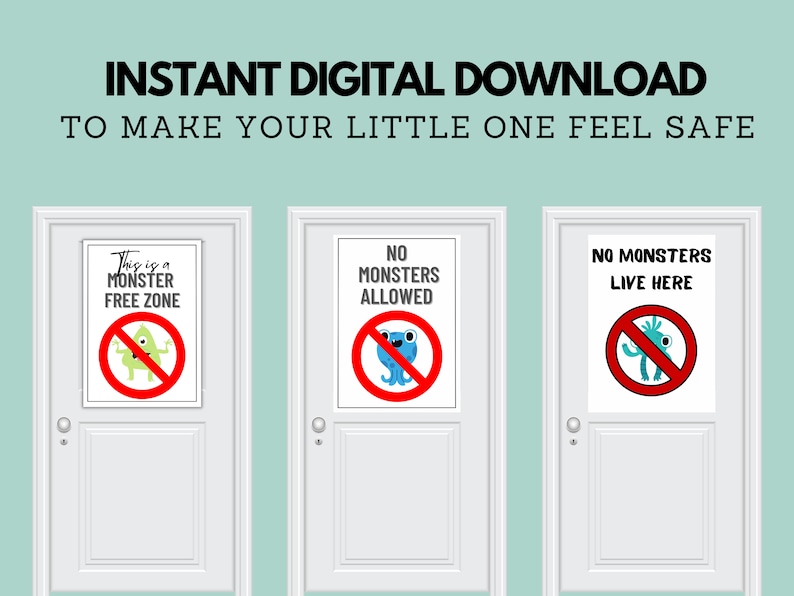 No Monsters Allowed Poster Monster Free Zone Sign No Monsters Allowed ...